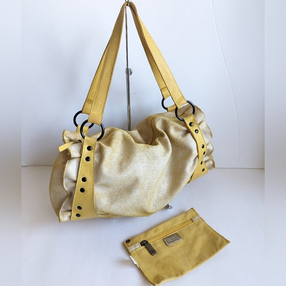 Condotti | Bags | Condotti Suede Leather Crackled Canary Yellow Bag ...